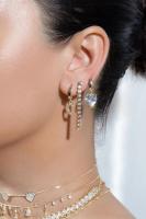 China Engagement Occasion Rhodium Plated 925 Sterling Silver Glittery Tennis Chain Drop Earrings for sale