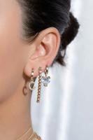 China Engagement Occasion Rhodium Plated 925 Sterling Silver Glittery Tennis Chain Drop Earrings for sale