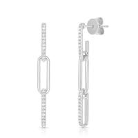 China Retro Paperclip Rectangle Chain Earrings in 925 Sterling Silver for Ladies' Night for sale