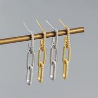 China Retro Paperclip Rectangle Chain Earrings in 925 Sterling Silver for Ladies' Night for sale