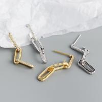 China Retro Paperclip Rectangle Chain Earrings in 925 Sterling Silver for Ladies' Night for sale