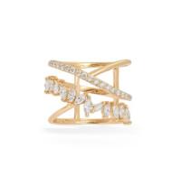 China Party Statement Piece Sterling Silver Rhodium Plated Zig Zag Diamond Ring For Women for sale