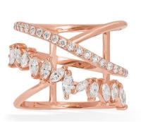 China Party Statement Piece Sterling Silver Rhodium Plated Zig Zag Diamond Ring For Women for sale
