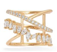 China Party Statement Piece Sterling Silver Rhodium Plated Zig Zag Diamond Ring For Women for sale