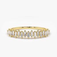 China 925 Sterling Silver CZ Diamond Baguette Women's Eternity Ring with Yellow Gold Plating for sale
