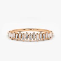 China 925 Sterling Silver CZ Diamond Baguette Women's Eternity Ring with Yellow Gold Plating for sale