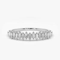 China 925 Sterling Silver CZ Diamond Baguette Women's Eternity Ring with Yellow Gold Plating for sale