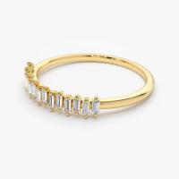 China 925 Sterling Silver CZ Diamond Baguette Women's Eternity Ring with Yellow Gold Plating for sale