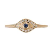 China 925 Sterling Silver Evil Eye Diamond Band Ring with Silver Plating Classic Style for sale