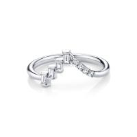 China Offered OEM Round Diamonds and Baguettes Eclectic Triangle Silver Ring for Women for sale