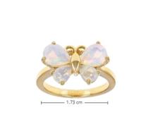 China Fine Jewelry Multicolor Ethiopian Opal Butterfly Ring 18k Yellow Gold Over Sterling Silver for sale