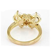 China Fine Jewelry Multicolor Ethiopian Opal Butterfly Ring 18k Yellow Gold Over Sterling Silver for sale