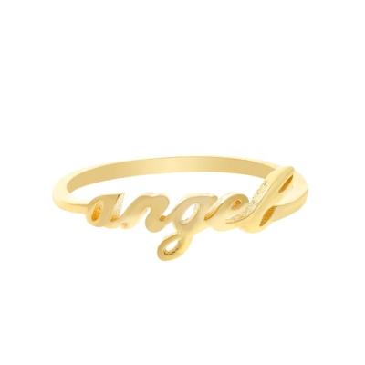 China Solid Gold Angel Name Ring for Women Handmade Glitter 925 Sterling Silver Modern N/A for sale