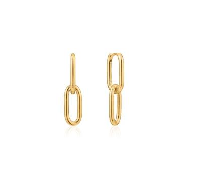 China Wedding Occasion Simple Silver Cable Link Stud Earring 30mm Height Elegant Design for sale
