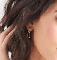 China Wedding Occasion Simple Silver Cable Link Stud Earring 30mm Height Elegant Design for sale