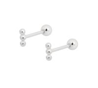 China Mini Beaded Barbell Silver Stud Earring with Screw Back 925 Sterling Silver for sale