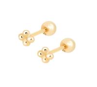China 6mm Silver Tiny Beaded Ball Barbell Stud Earrings With Screw Backs Jewelry for sale
