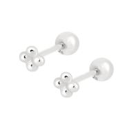 China 6mm Silver Tiny Beaded Ball Barbell Stud Earrings With Screw Backs Jewelry for sale