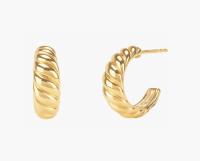 China Croissant Dome Hoop Earrings 18K Gold Plated Silver Croissant Dome Hoops for sale