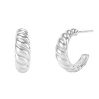 China Croissant Dome Hoop Earrings 18K Gold Plated Silver Croissant Dome Hoops for sale