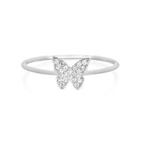 China Butterfly White CZ 925 Sterling Silver Simply Women's Rings Jewelry for sale