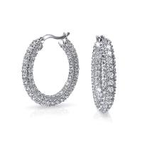 China 925 Sterling Silver Bridal Pave White CZ Hoop Earrings for Fashion-forward Brides for sale