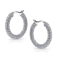 China 925 Sterling Silver Bridal Pave White CZ Hoop Earrings for Fashion-forward Brides for sale