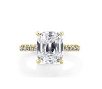 China White CZ 925 Sterling Silver Engagement Ring 18K Gold Plated Baguette Cut for sale