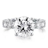 China 18K Gold White Zircon Eternity Band 925 Sterling Silver Engagement Rings for sale