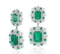 China 925 Sterling Silver Dubai Engagement Women's Earrings with Brazilian Emerald Gemstone for sale