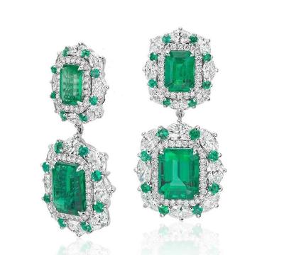 China 925 Sterling Silver Dubai Engagement Women's Earrings with Brazilian Emerald Gemstone for sale