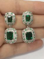 China 925 Sterling Silver Dubai Engagement Women's Earrings with Brazilian Emerald Gemstone for sale