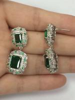 China 925 Sterling Silver Dubai Engagement Women's Earrings with Brazilian Emerald Gemstone for sale
