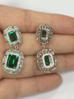 China 925 Sterling Silver Dubai Engagement Women's Earrings with Brazilian Emerald Gemstone for sale