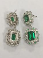 China 925 Sterling Silver Dubai Engagement Women's Earrings with Brazilian Emerald Gemstone for sale