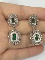 China 925 Sterling Silver Dubai Engagement Women's Earrings with Brazilian Emerald Gemstone for sale