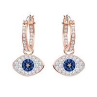 China Elegant Earrings Blue White Cz 925 Sterling Silver Dangle Hoop Earrings For Women for sale