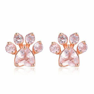 China Adorable Look Children's Animal Footprints Stud Earrings In 925 Sterling Silver Brass for sale