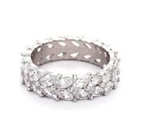 China 925 Sterling Silver Marquise White Gold CZ Eternity Band Rings Express Service DHL for sale
