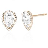 China 925 Sterling Silver 14K Gold Cubic Zircon Teardrop Shape Stud Earrings For Women Daily Jewelry for sale