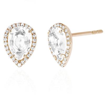 China 925 Sterling Silver 14K Gold Cubic Zircon Teardrop Shape Stud Earrings For Women Daily Jewelry for sale