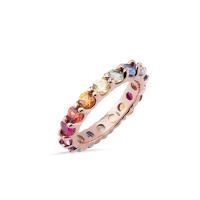 China Unique Prong Colorful Cubic Zircon Accessories Women 925 Sterling Silver Eternity Band Ring for sale