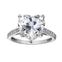 China Micro Insert Inlay Technology Heart Cut CZ Stone 925 Sterling Silver Engagement Rings for sale