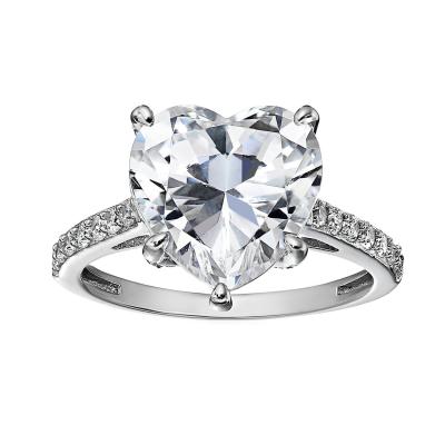 China Micro Insert Inlay Technology Heart Cut CZ Stone 925 Sterling Silver Engagement Rings for sale