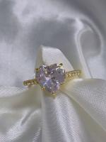 China Micro Insert Inlay Technology Heart Cut CZ Stone 925 Sterling Silver Engagement Rings for sale