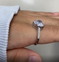 China Micro Insert Inlay Technology Heart Cut CZ Stone 925 Sterling Silver Engagement Rings for sale