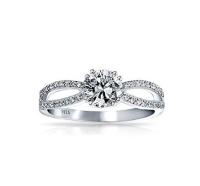 China 925 Sterling Silver Ring Micron Pave White Gold Plated for Women Wedding Couple Engagement for sale