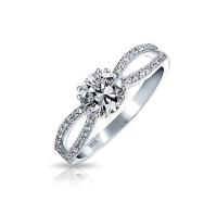 China 925 Sterling Silver Ring Micron Pave White Gold Plated for Women Wedding Couple Engagement for sale