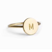 China ECO Friendly 2019 Design Simple Women Brass Silver Ring Jewelry With Engrave Initial for sale