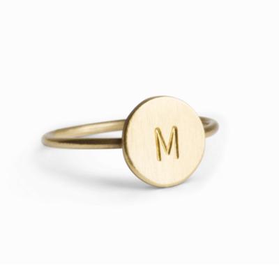 China ECO Friendly 2019 Design Simple Women Brass Silver Ring Jewelry With Engrave Initial for sale